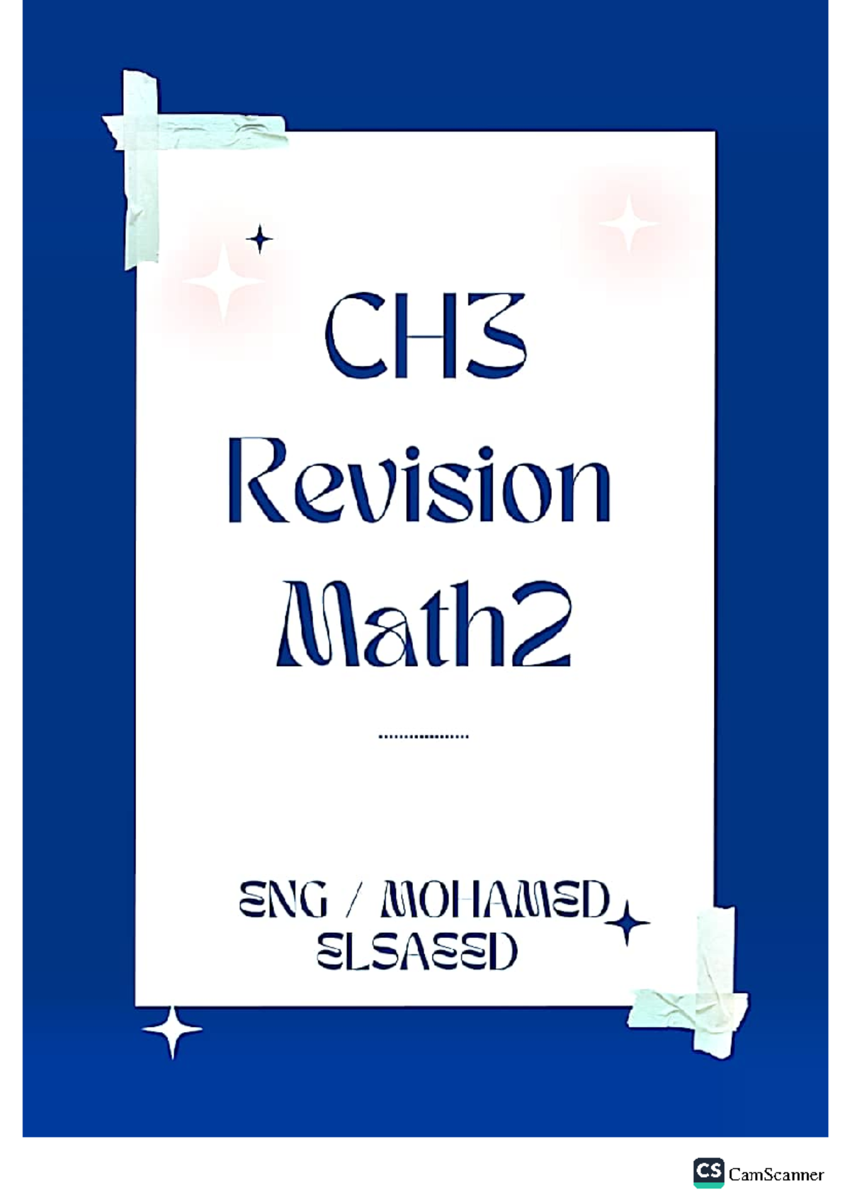 Revision Math2 CH3 - رياضيات ٣ - Studocu