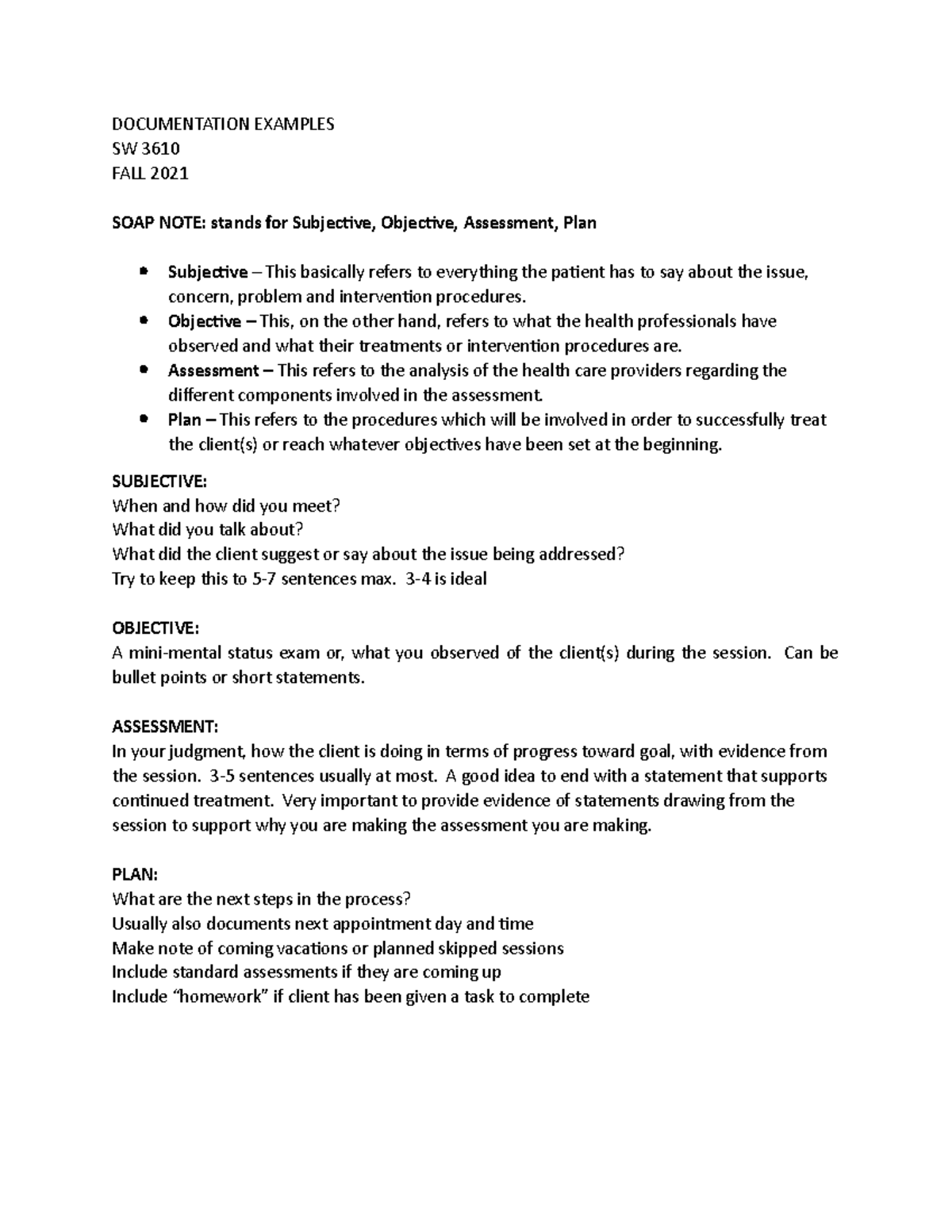 Documentation examples - DOCUMENTATION EXAMPLES SW 3610 FALL 2021 SOAP ...