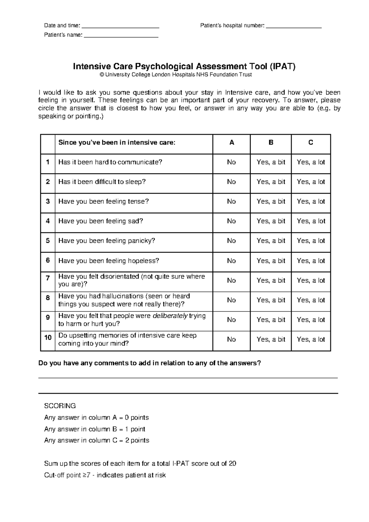University College London Hospitals NHS Foundation Trust Intensive Care ...