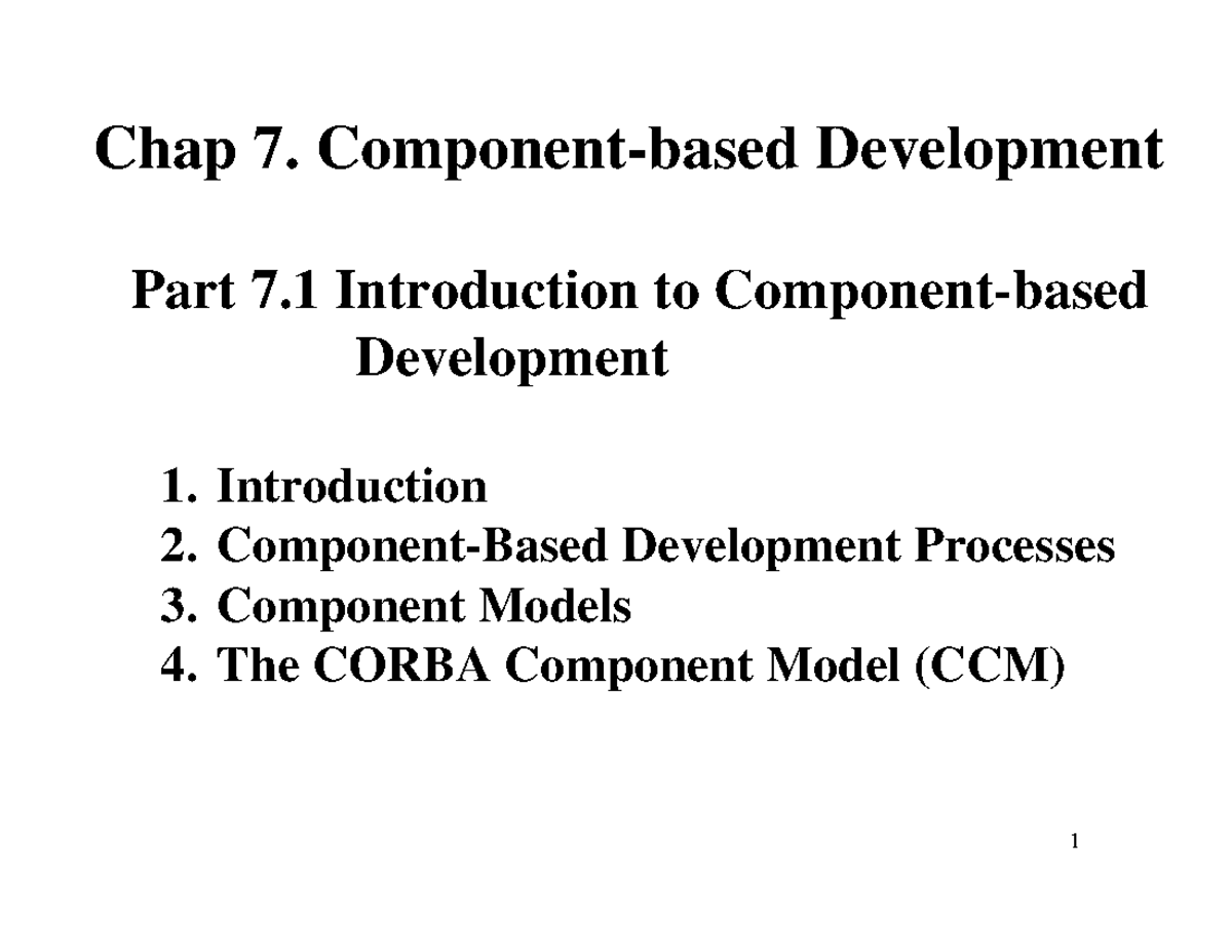 Component Model - lecture notes - 1. Introduction2. Component-Based ...