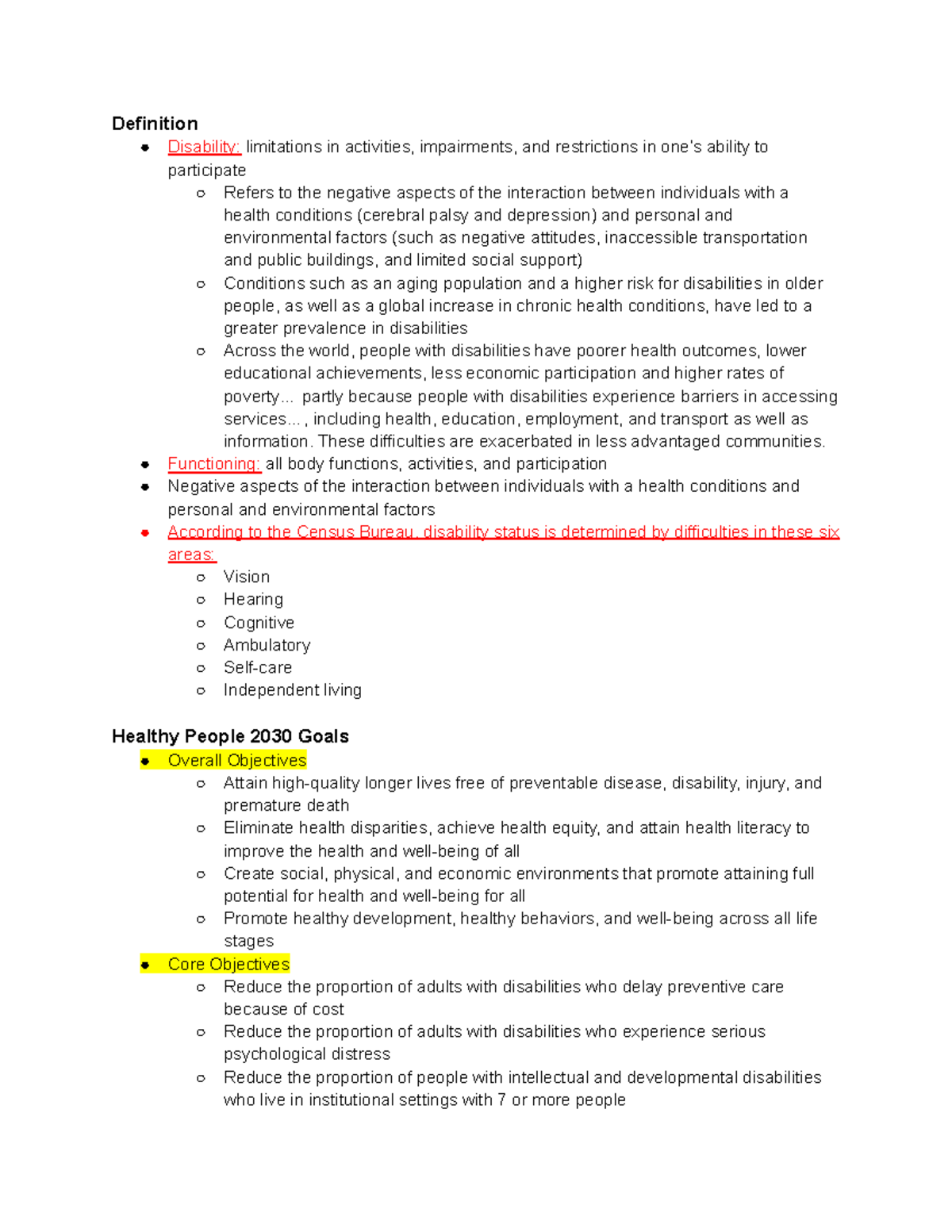 Clients with Disabilities - Definition Disability:limitations in ...