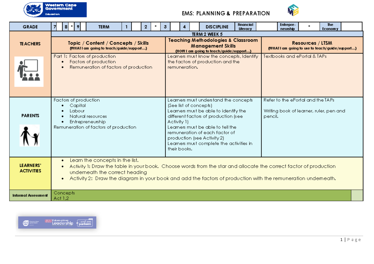 EMS GR 8 T2 W5 - 1 | P a g e EMS: PLANNING & PREPARATION GRADE 7 8 * 9 ...
