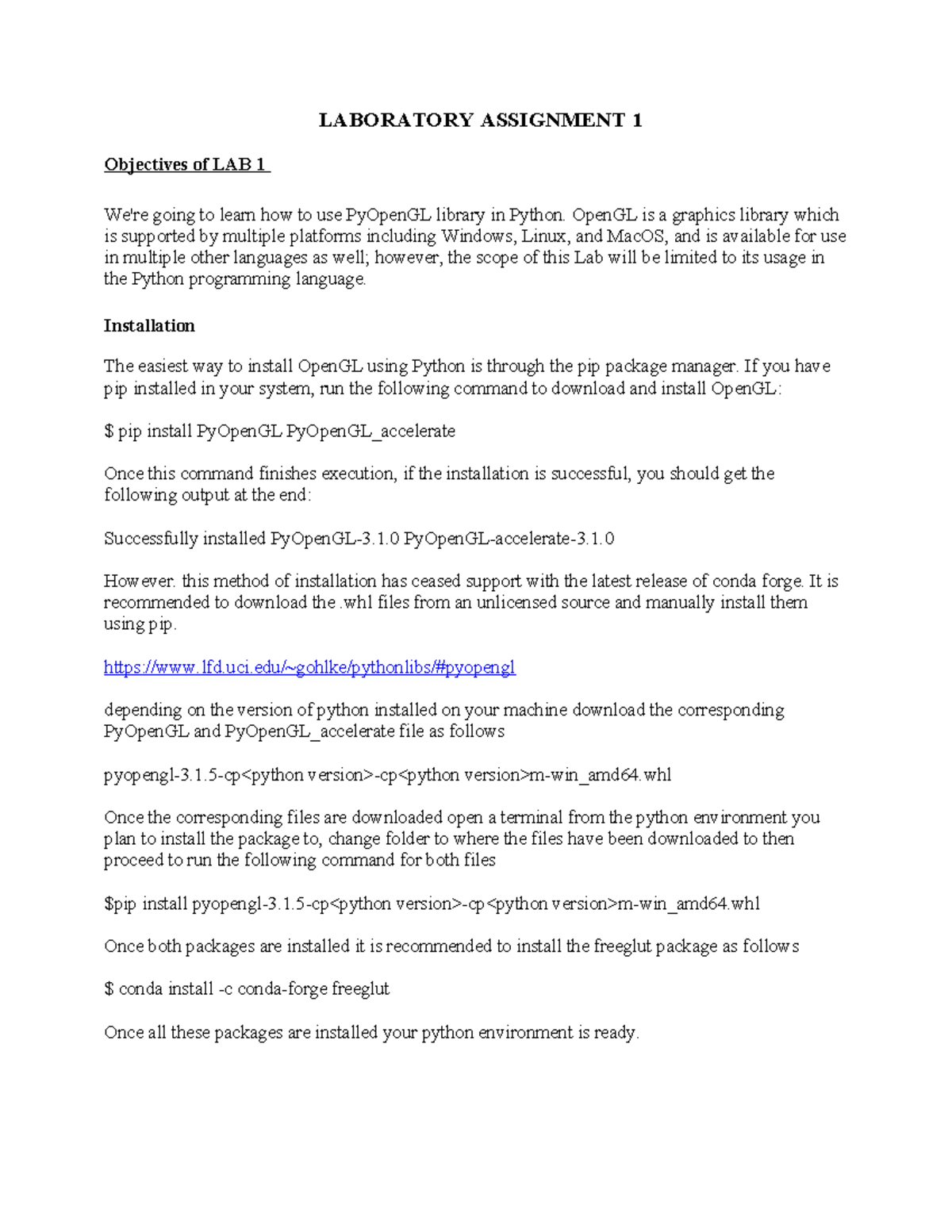 Lab Assignment - well quipped questions - LABORATORY ASSIGNMENT 1 Objectives of LAB 1 We're ...