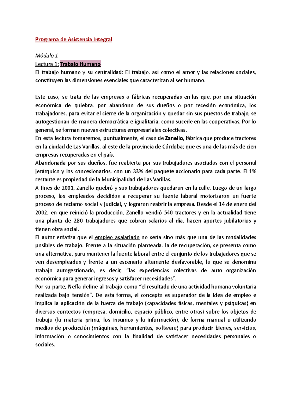 Programa de Asistencia Integral mod 1 y 2 - Programa de Asistencia Integral Módulo 1 Lectura 1 ...