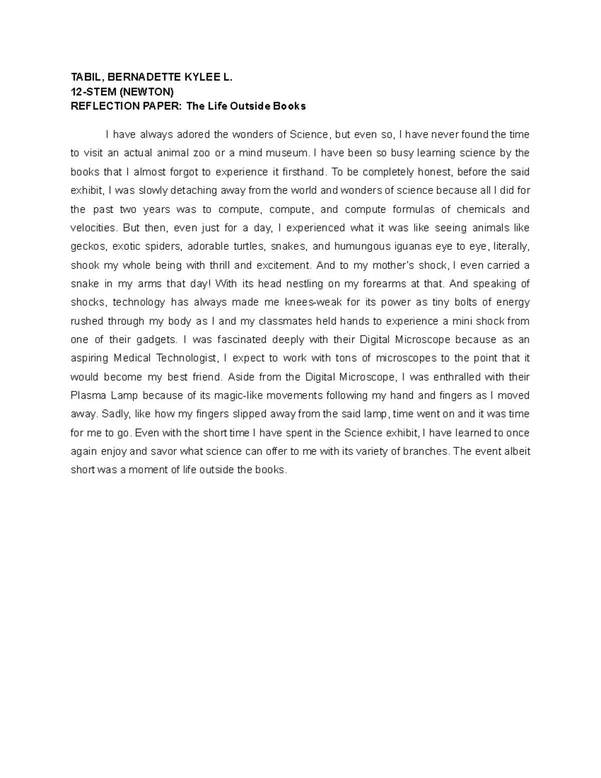 IMAX Reflection Paper