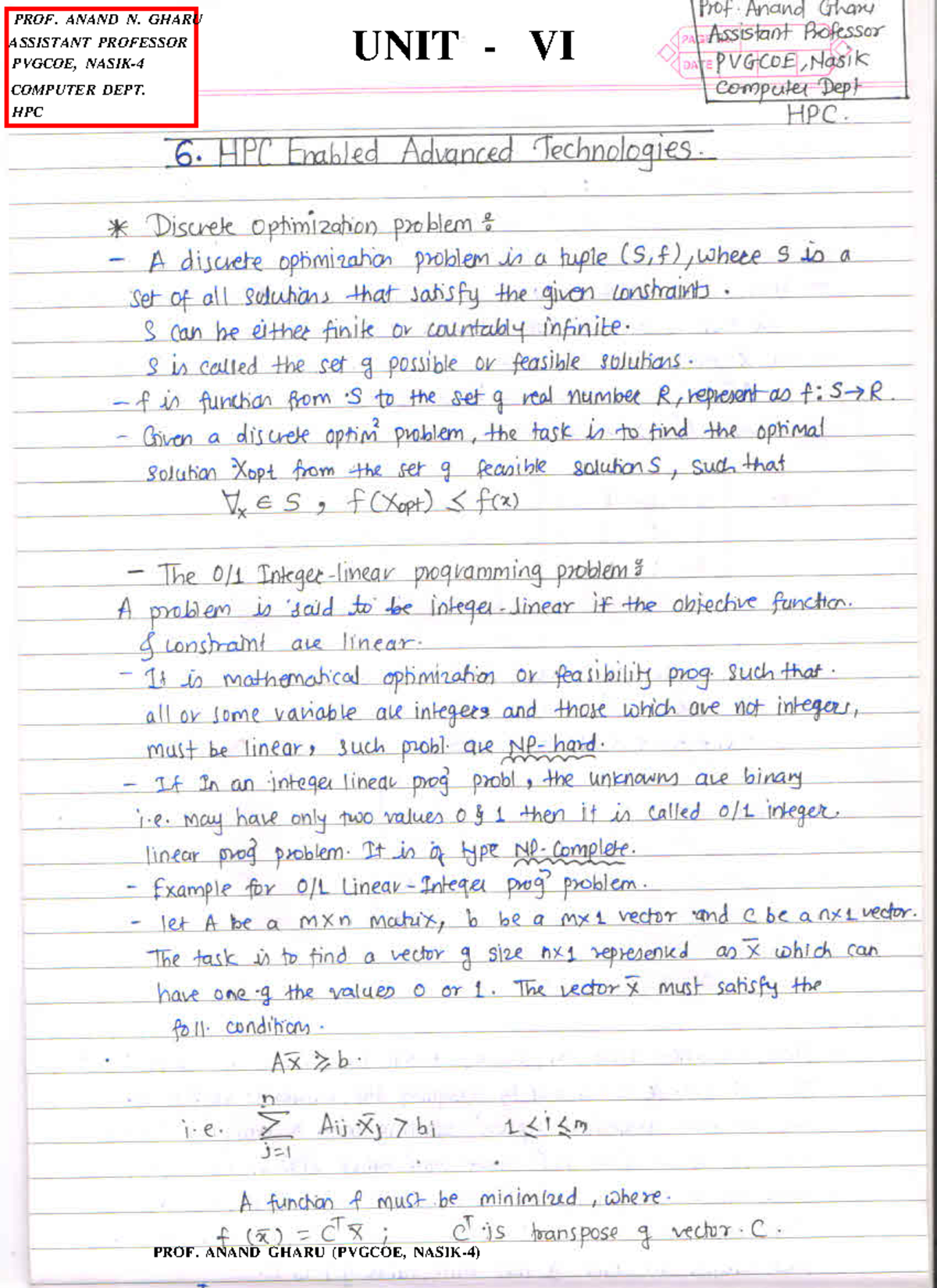 Final hpc unit vi - Computer Science - PROF. ANAND N. GHARU ASSISTANT PROFESSOR PVGCOE, NASIK ...