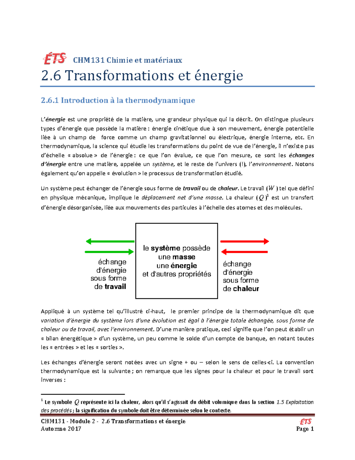 2-6 Transformations et énergie - CHM131 Chimie et matériaux 2 ...