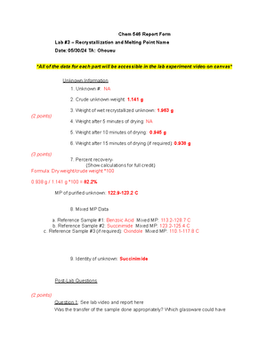 CHM 226 Lab 5 Post lab questions - Lab 5 Distillation – Post lab questions 1.) Figure 1.) - Studocu
