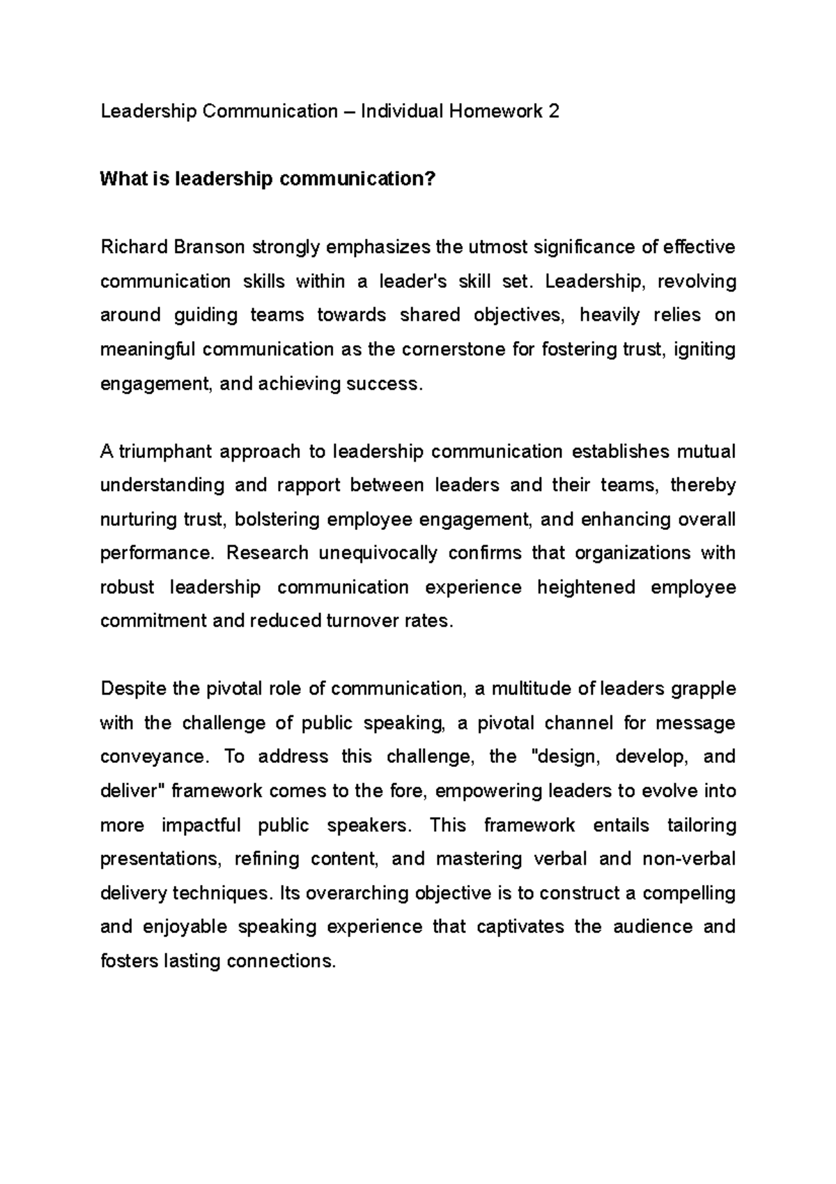 HW 2 - LC - summer ya - Leadership Communication – Individual Homework ...