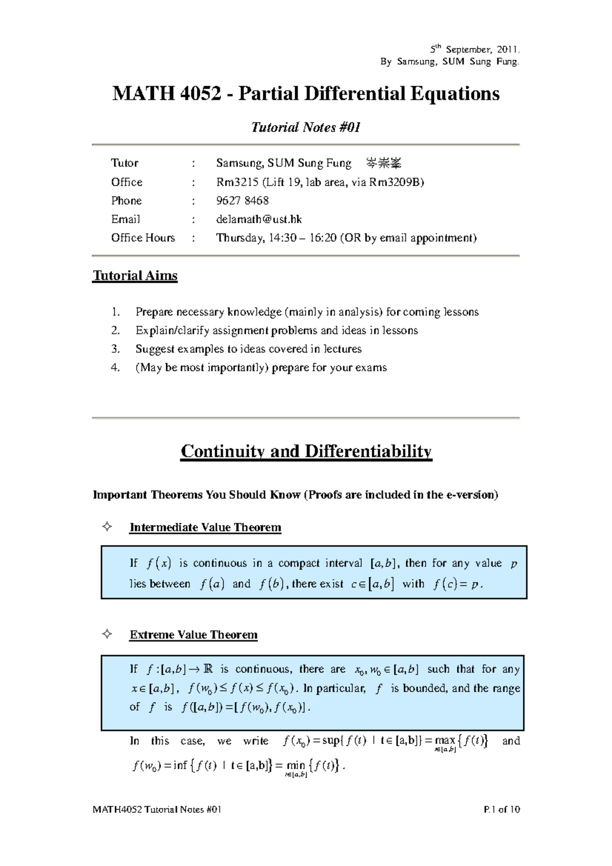 MATH4052 T01 - Samsung Darkjoker - 5th September, 2011. Samsung, SUM ...