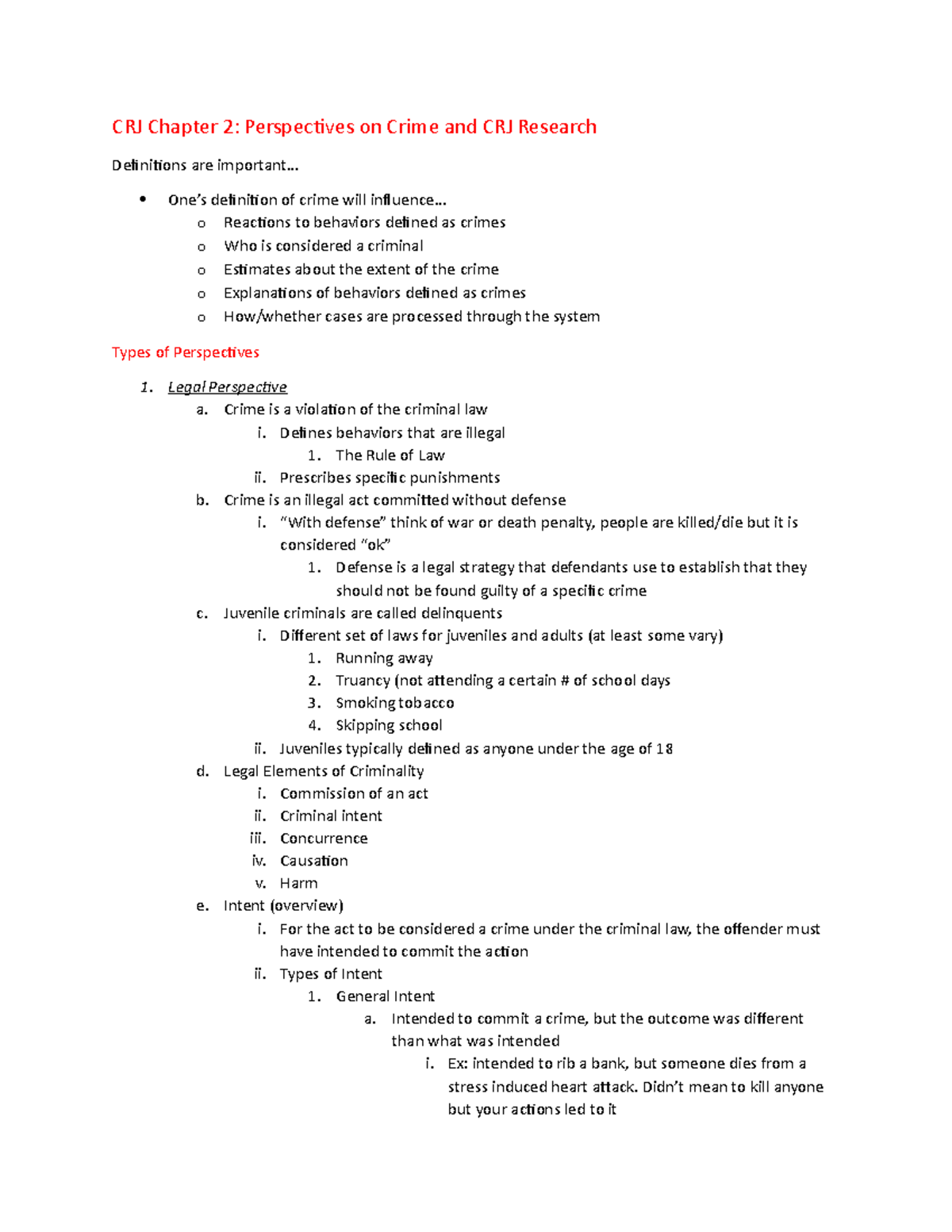 Criminal Justice 101 Chapter 2 Notes - CRJ Chapter 2: Perspectives on ...