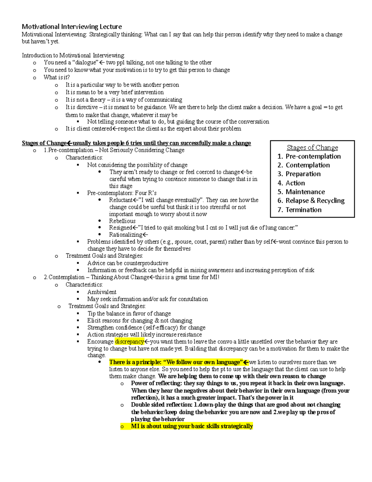 Motivational Interviewing Lecture - Motivational Interviewing ...