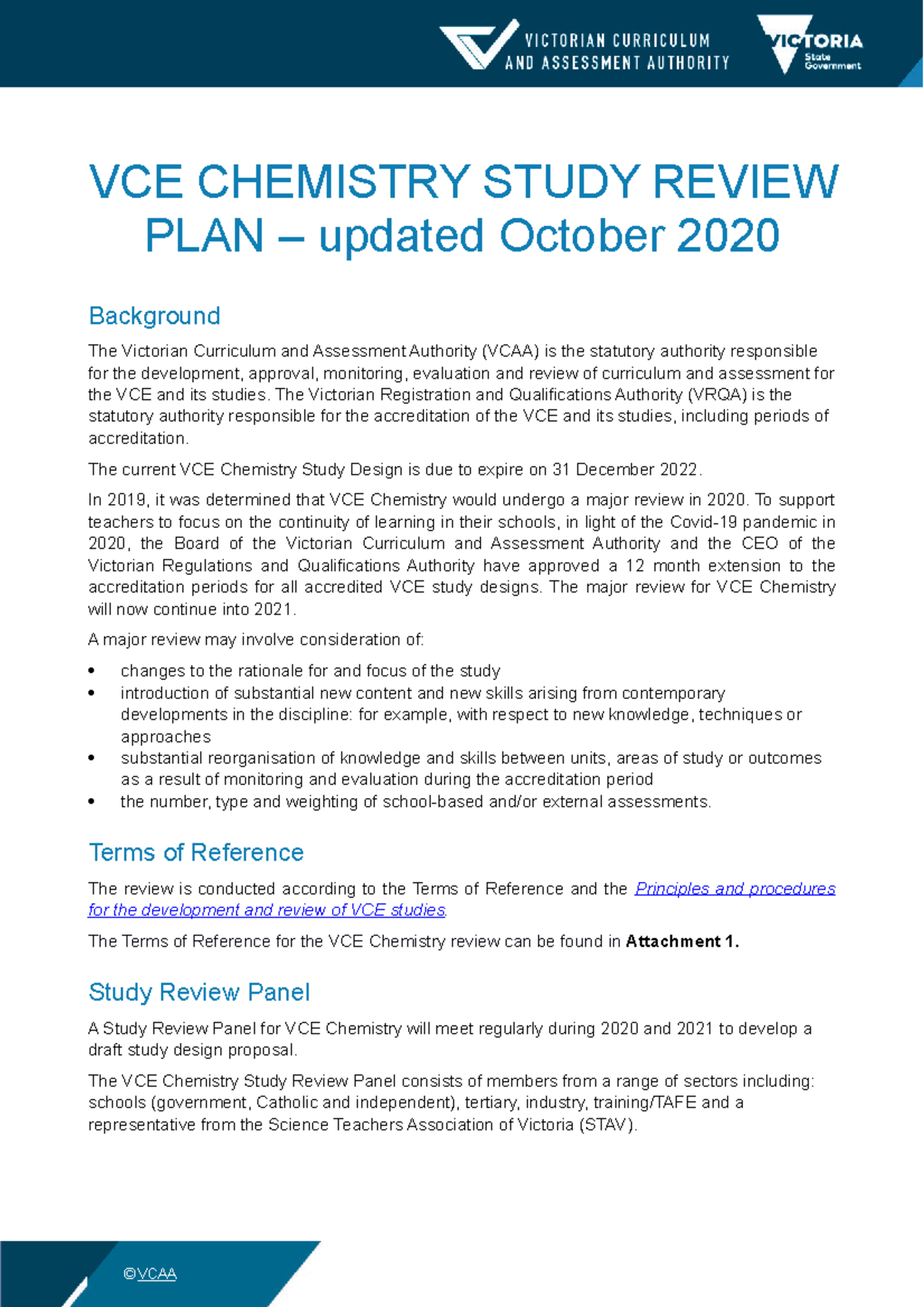 2020Study Review Plan Chemistry updated Oct 20 - VCE CHEMISTRY STUDY ...