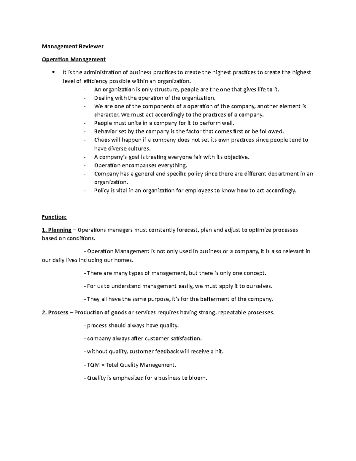 Management-1-1 - A report about management. - Management Reviewer ...