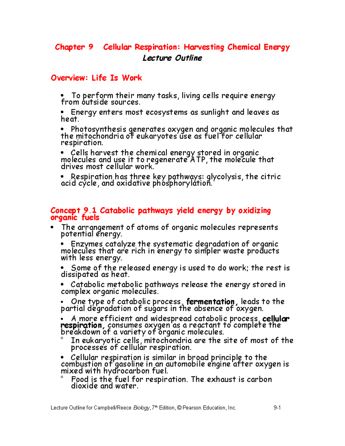 Chapter 9 - Cellular Respiration - Energy enters most ecosystems as ...