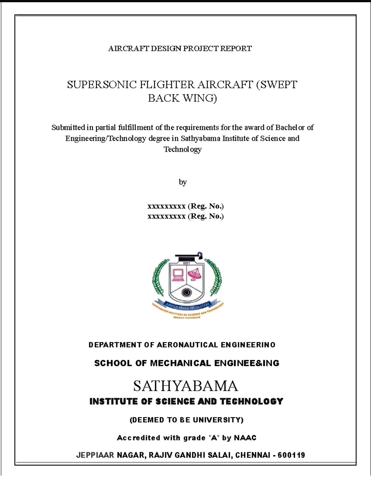 ADP Model Report - AIRCRAFT DESIGN PROJECT REPORT SUPERSONIC FLIGHTER ...