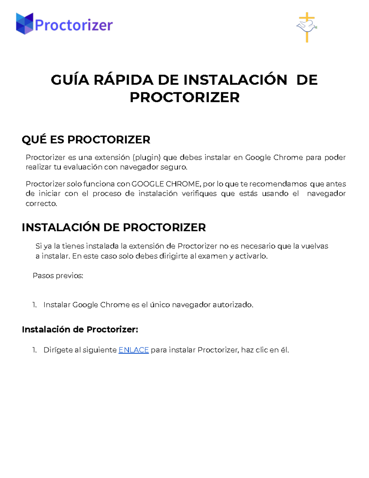 2. Guia rapida Instalacion Proctorizer.pdf - GUÍA RÁPIDA DE INSTALACIÓN DE PROCTORIZER QUÉ ES ...
