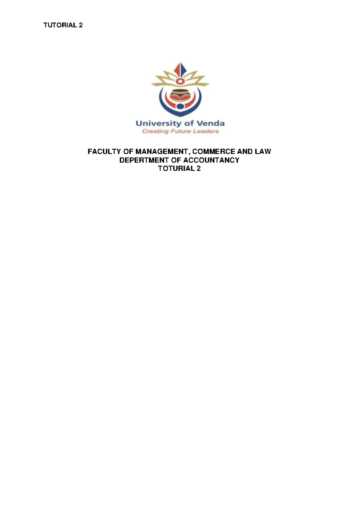 Tutorial 2 240731 191314 - TUTORIAL 2 FACULTY OF MANAGEMENT, COMMERCE ...