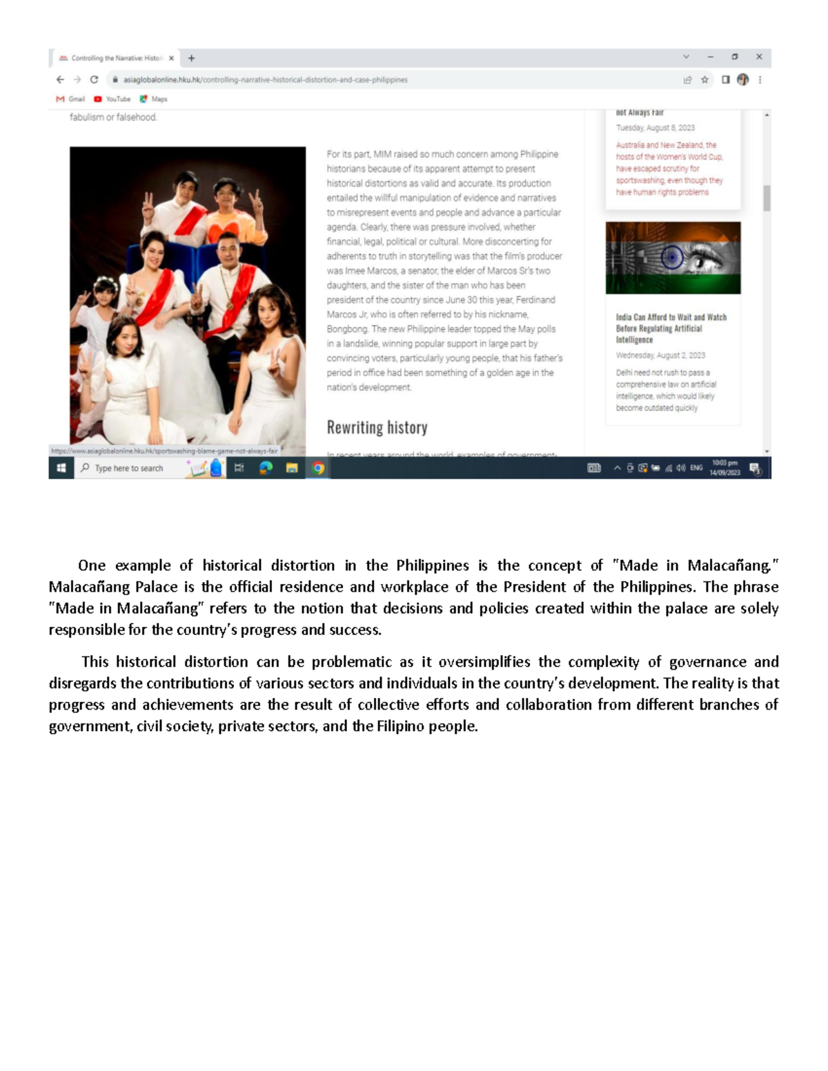 Historical distortion, revision, denialism - One example of historical ...