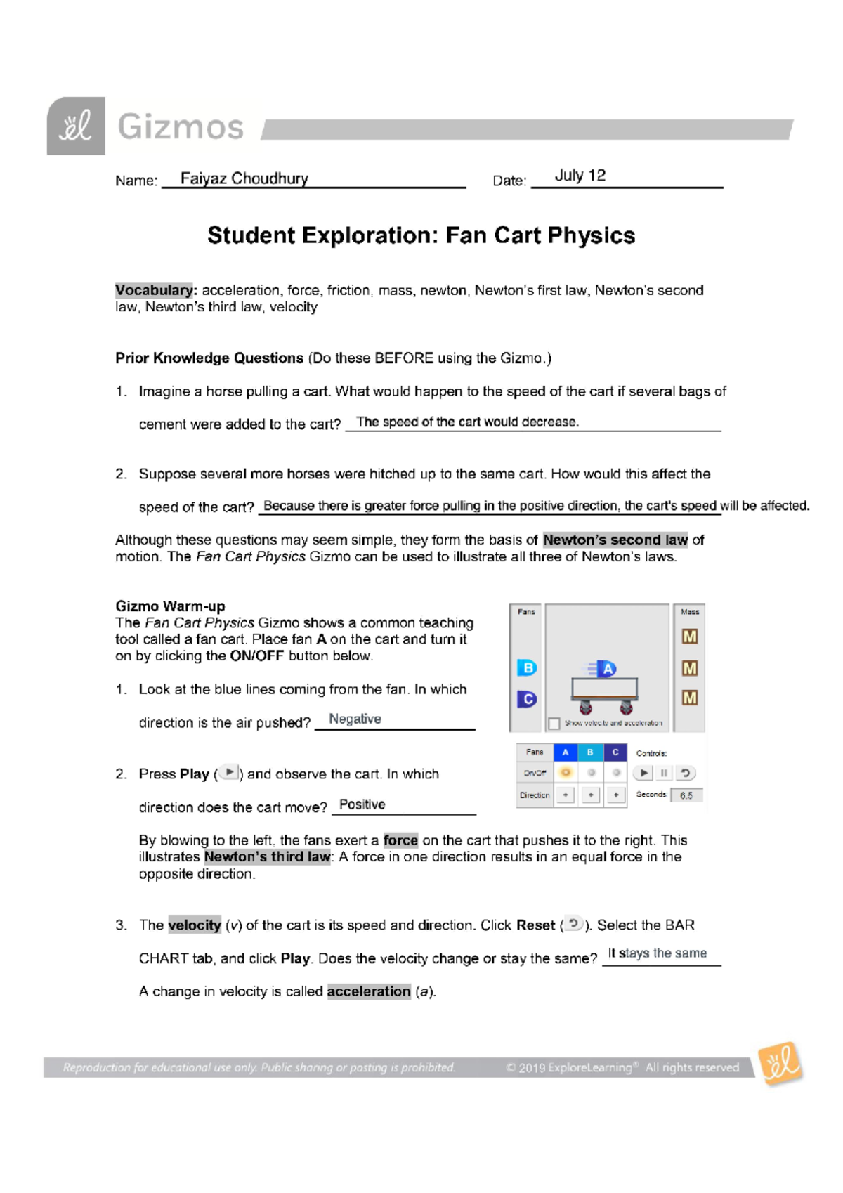 Fan car lab - lab work - Phys 115 - Studocu