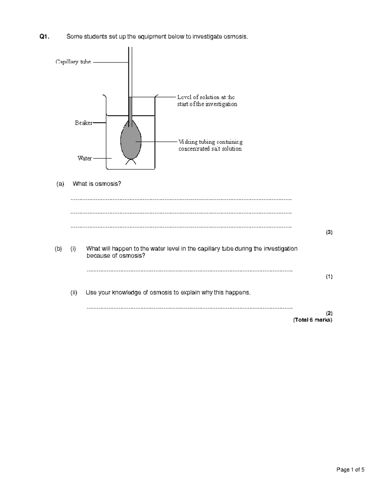 Osmosis-exam-questions - Q1. Some students set up the equipment below ...