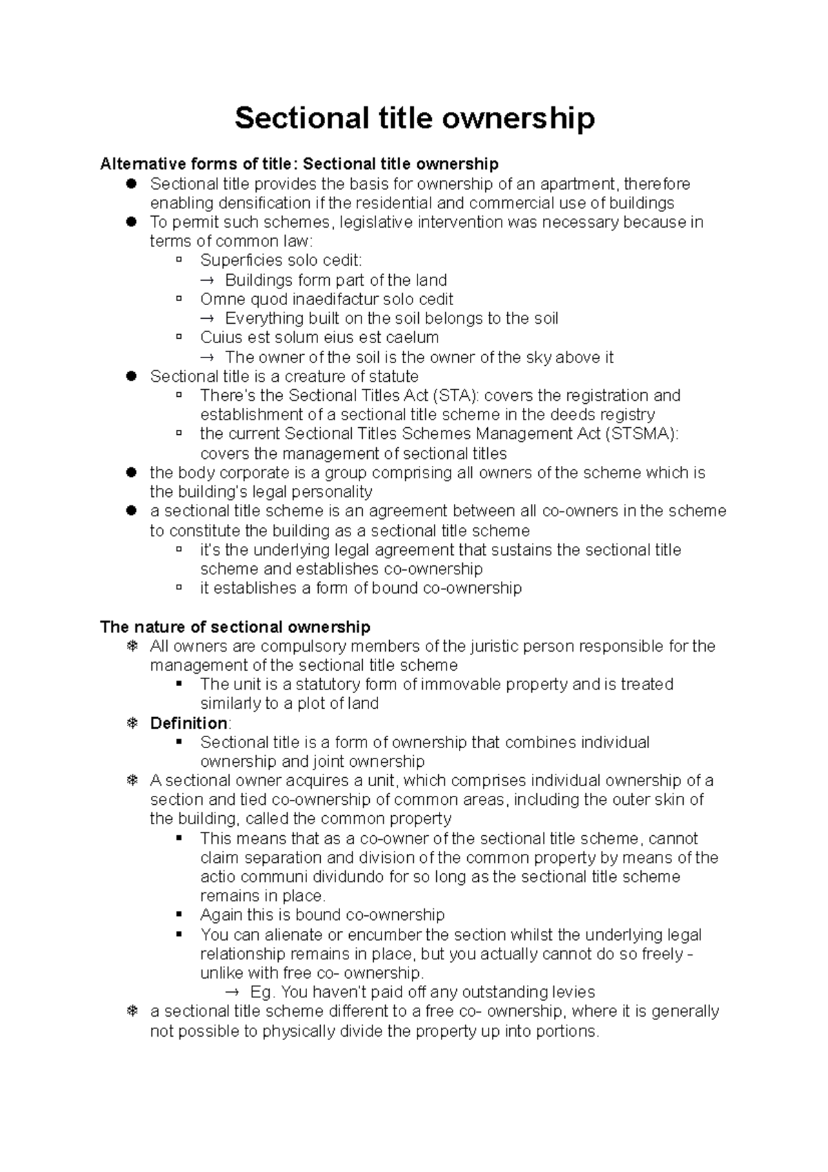 Sectional title ownership - Again this is bound co-ownership You can ...