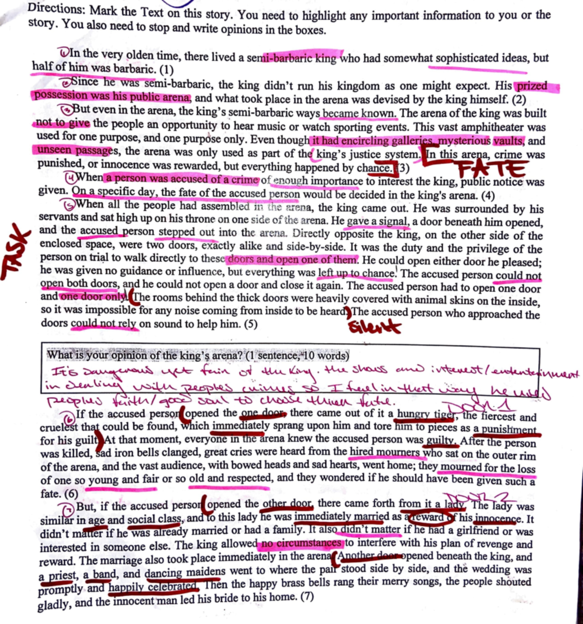 Mark the Text HW CRE101 - You must mark the text accordingly to your ...