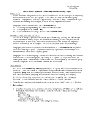 Rubric, Community Service Project - Small Group Community Service ...