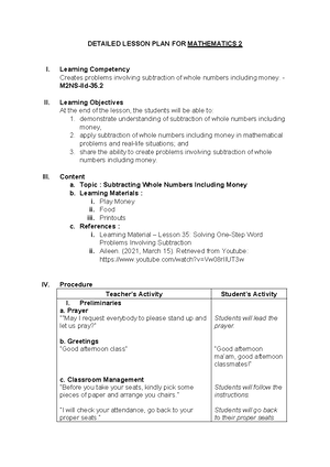 4As Lesson Plan in Mathematics Grade 5 - 4A’s Lesson Plan in Math Grade ...