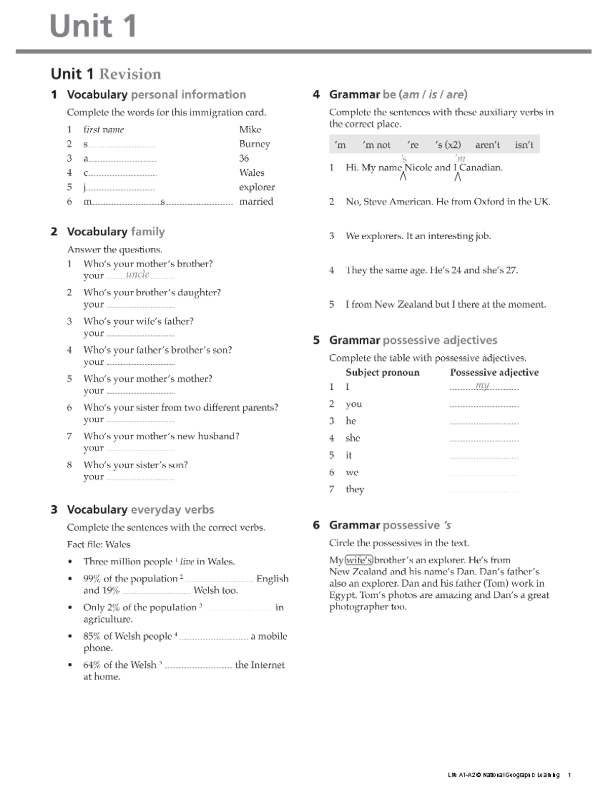 Revision Unit 1 4 - english - Life - Unit 1 Unit 1 Revision 1 ...