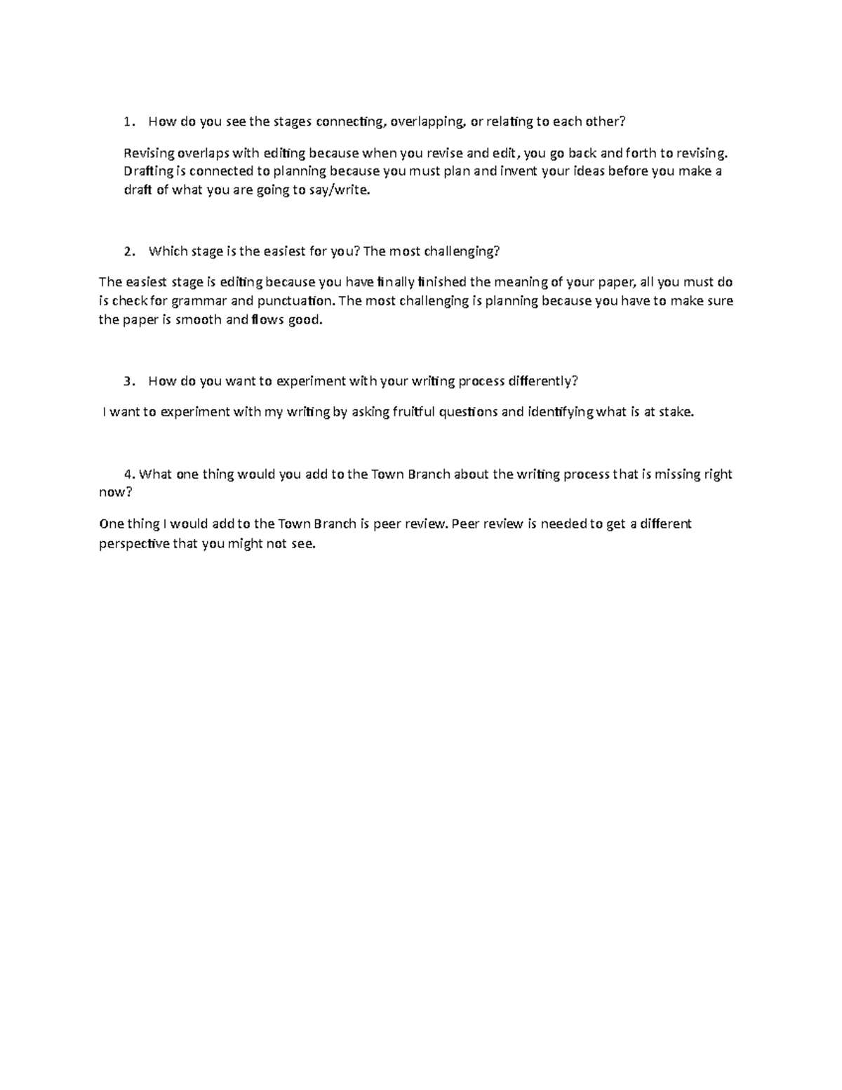 WRD 111 - Writing Process Reflection - How do you see the stages ...