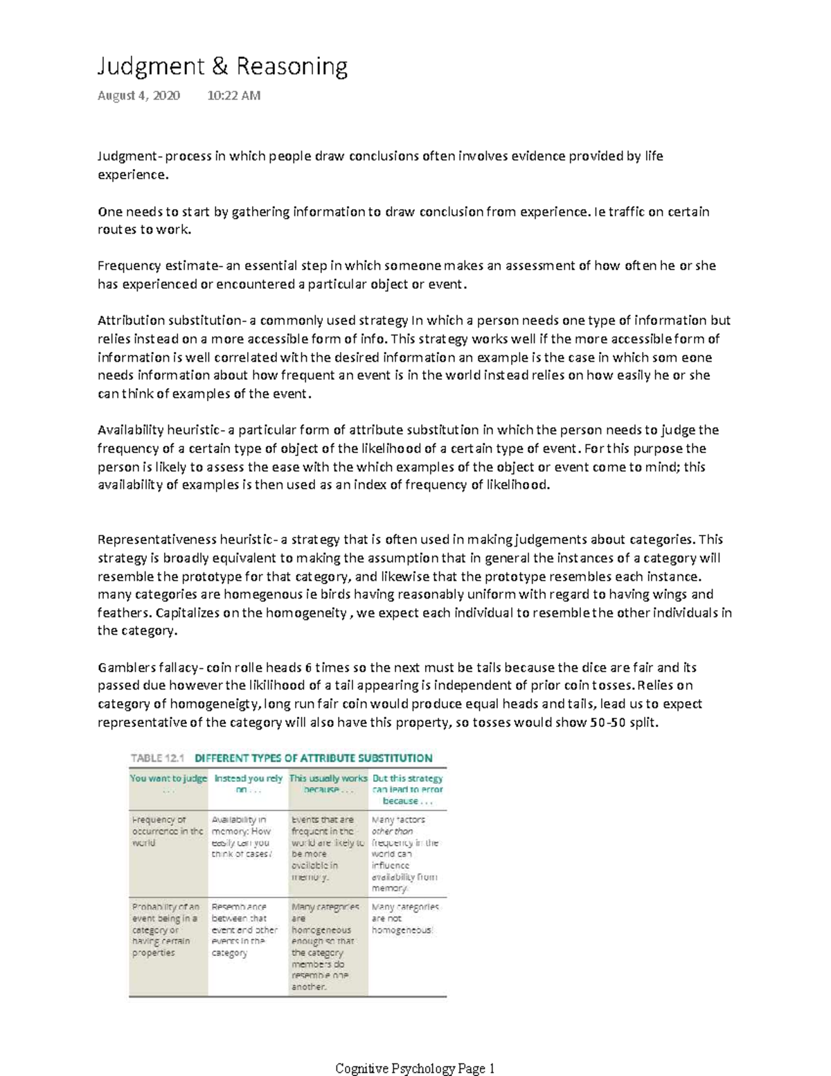 Chapter 12 - An Introduction to Cognitive Psychology - Judgment ...