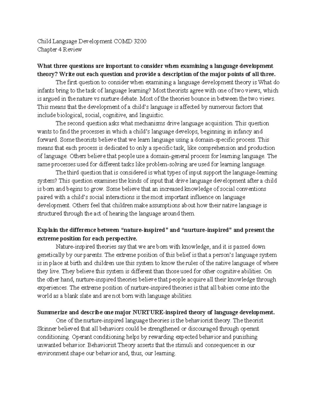 Chapter 4 Review - General - Child Language Development COMD 3200 ...