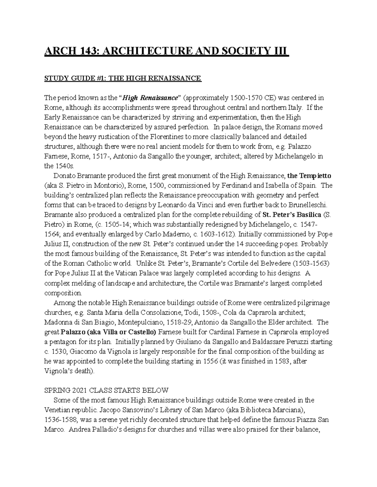 ARCH 143 Notes- Midterm 1 - ARCH 143: ARCHITECTURE AND SOCIETY III ...