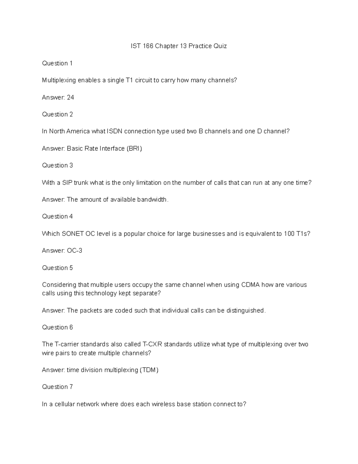 IST 166 Chapter 13 Quiz - Module 13 Practice Problems - IST 166 Chapter 13 Practice Quiz ...