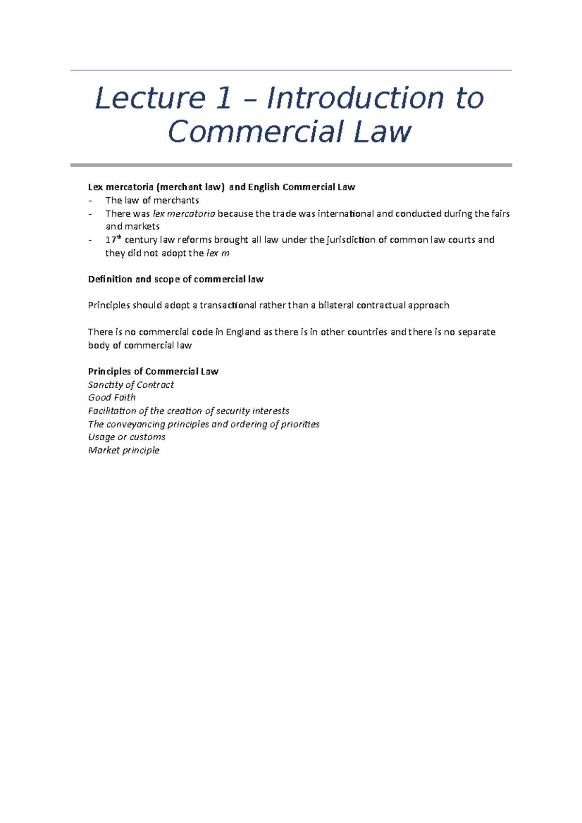 Week 1 - Intro to Commercial Law - LAW2241 - DUR - Studocu