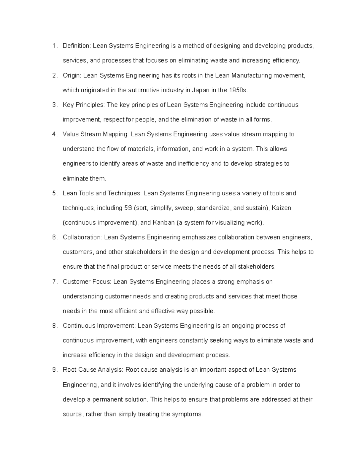 IER 330 Notes 1 - IER 330 general knowledge. - Definition: Lean Systems ...
