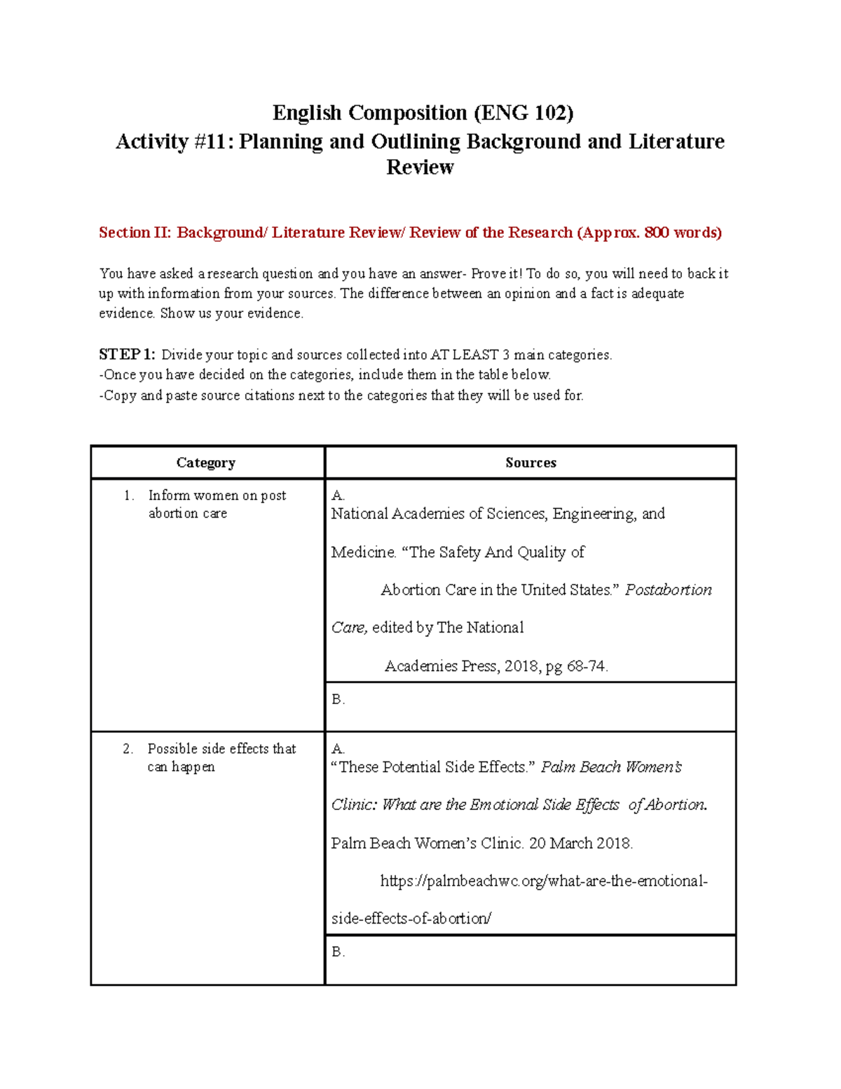 English Lecture Activity Eleven - English Composition (ENG 102 ...