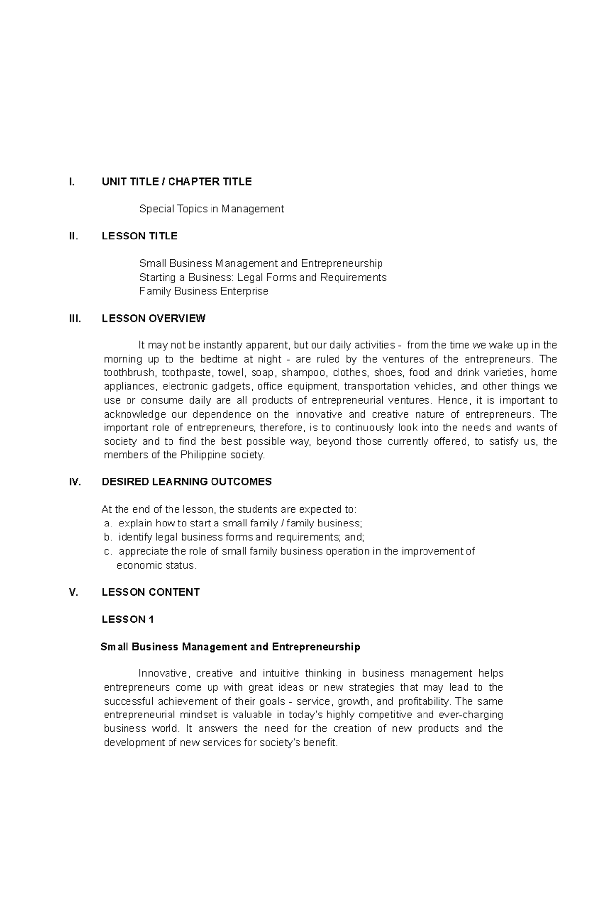 Org - LECTURE NOTES FOR ORGANIZATION AND MANAGEMENT - I. UNIT TITLE ...