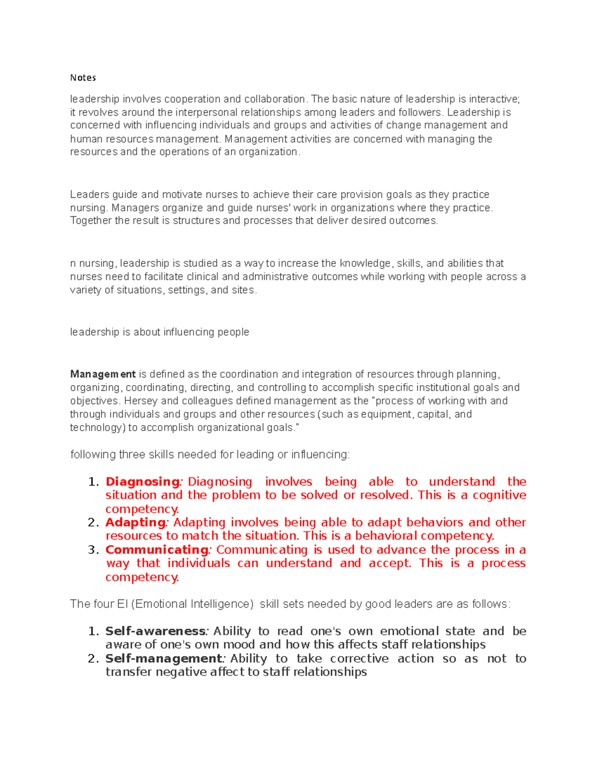 Module 1 knowledge check - Notes leadership involves cooperation and ...