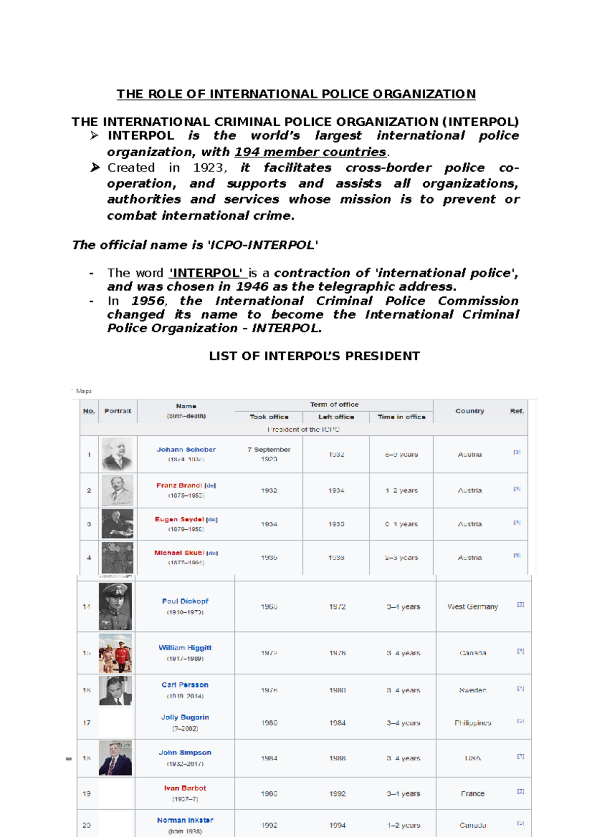 Continuation OF Models IN Policingcsu - THE ROLE OF INTERNATIONAL ...