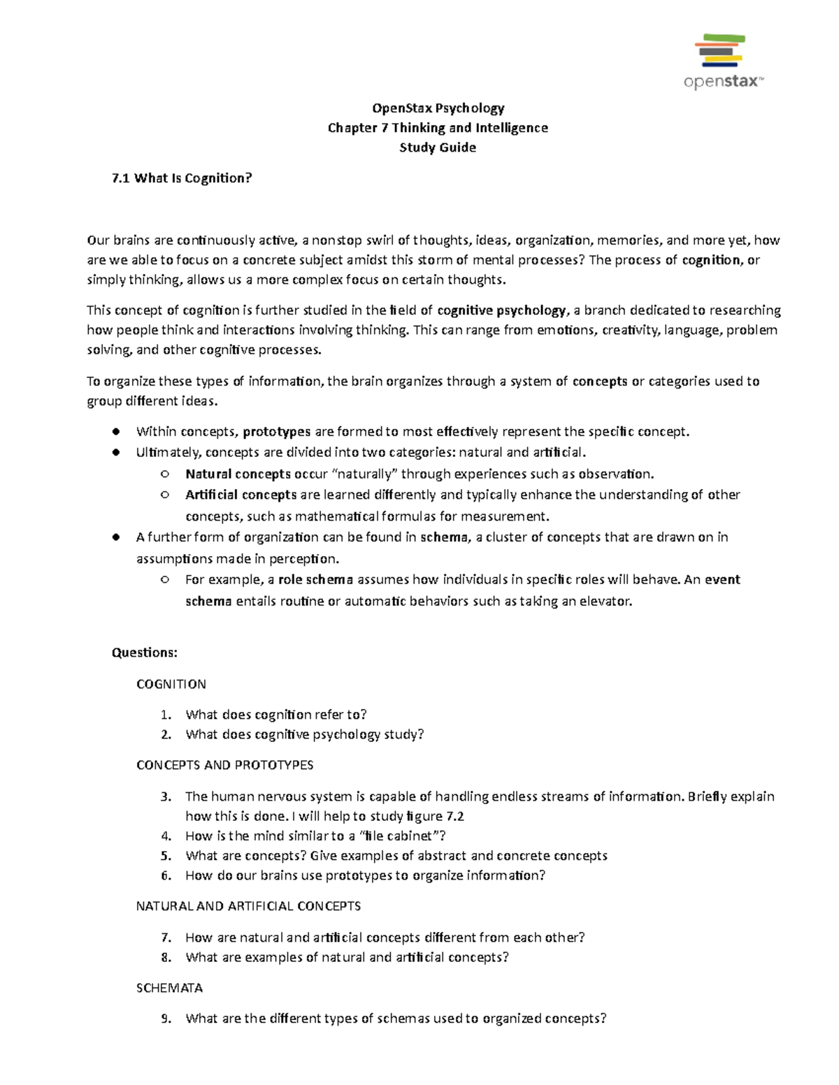 Open Stax Psychology 2e LN07 - OpenStax Psychology Chapter 7 Thinking ...