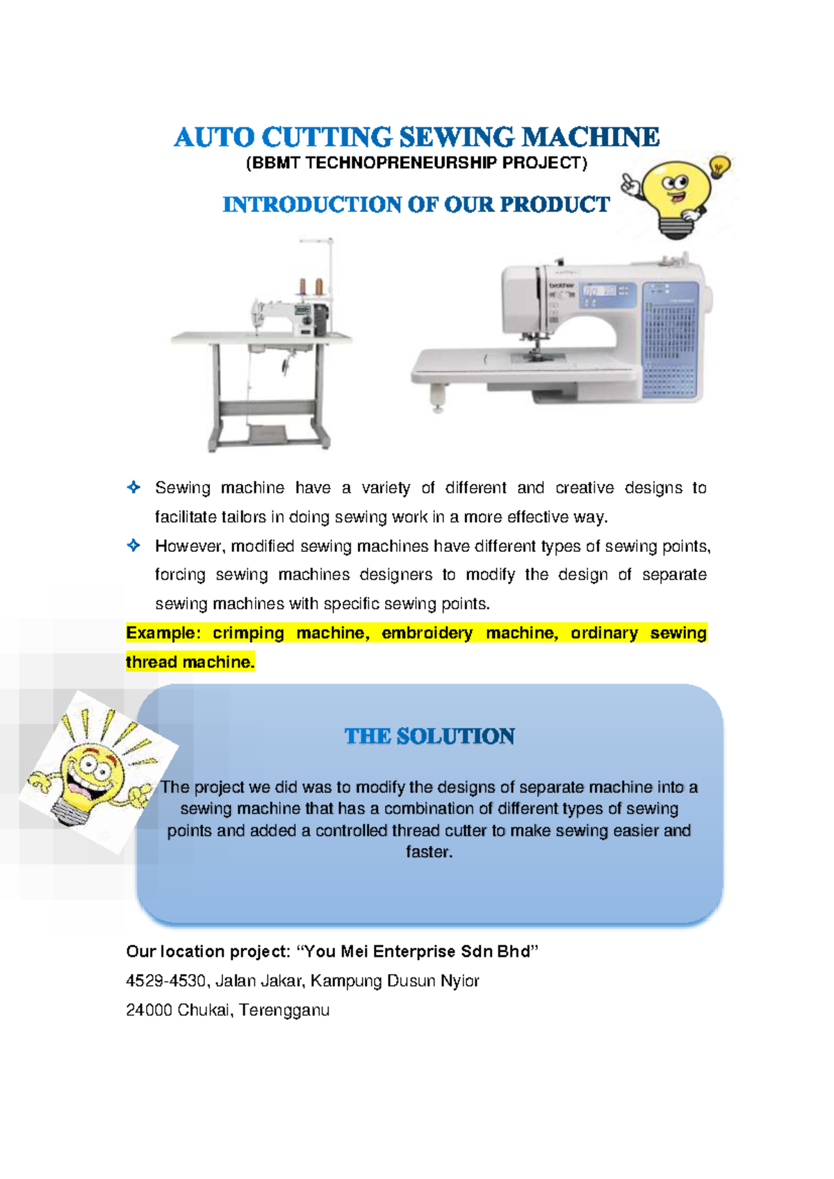 AUTO Cutting Sewing Machine - (BBMT TECHNOPRENEURSHIP PROJECT) Sewing ...