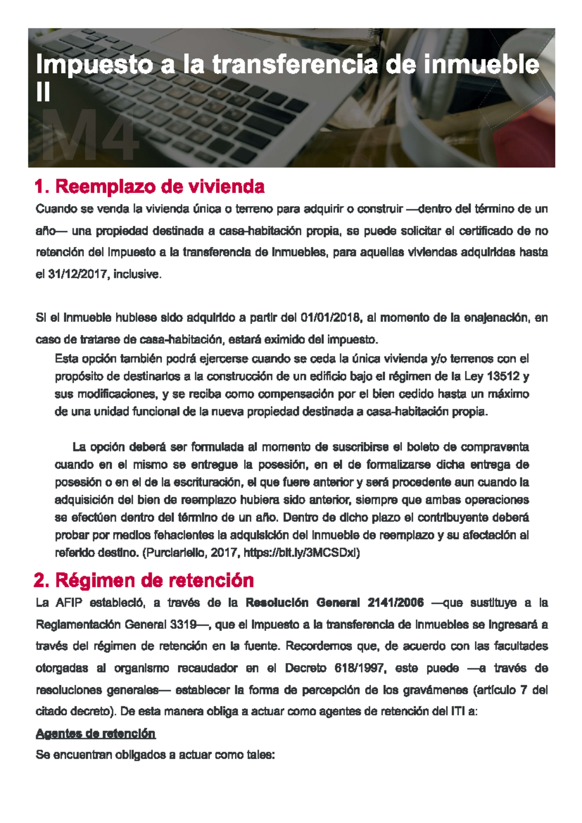M4L4 - Semi - Impuesto a la transferencia de inmueble 1. Reemplazo de vivienda Cuando se venda ...