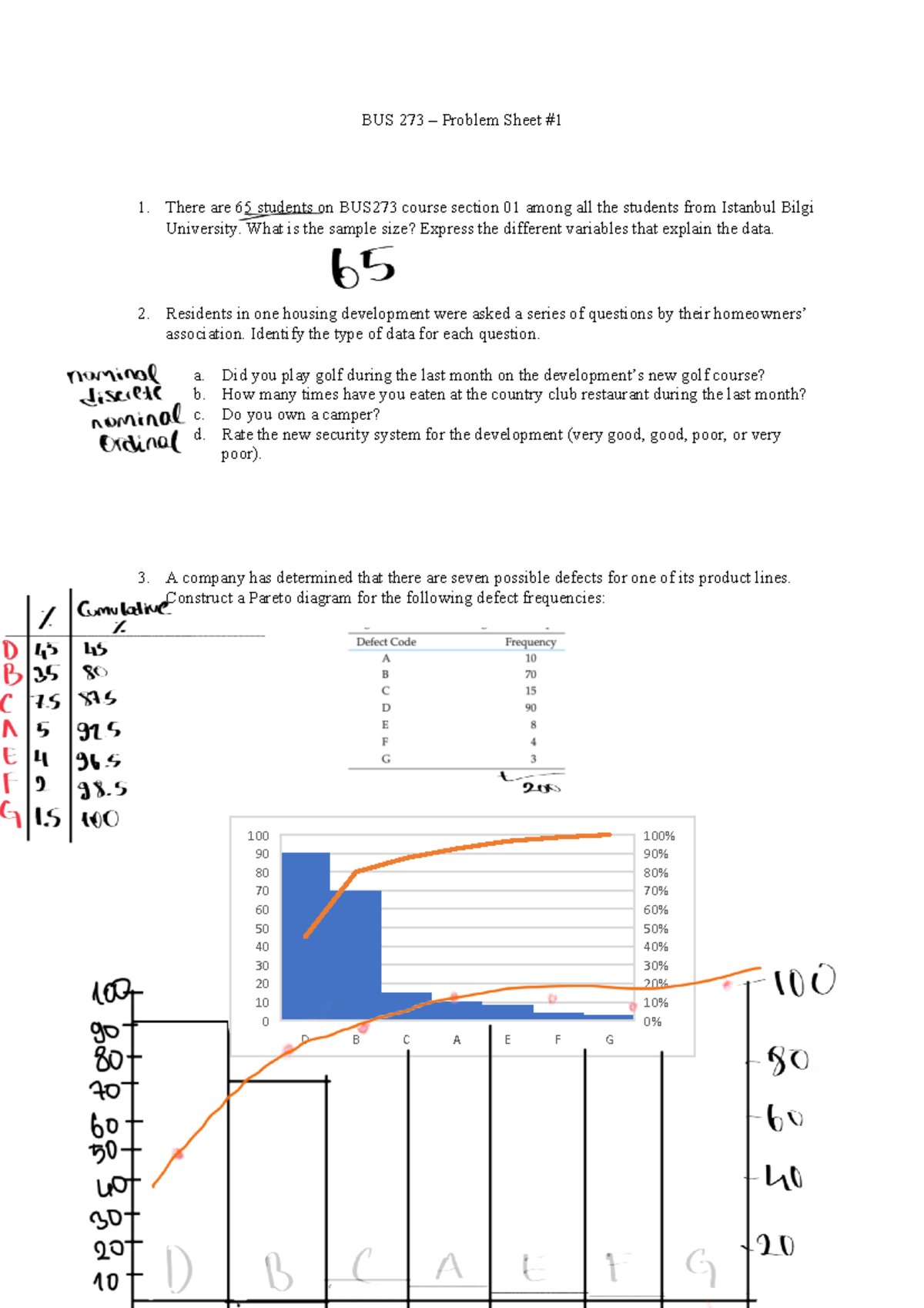 BUS 273-Problem Sheet - BUS 273 – Problem Sheet # There are 65 students ...