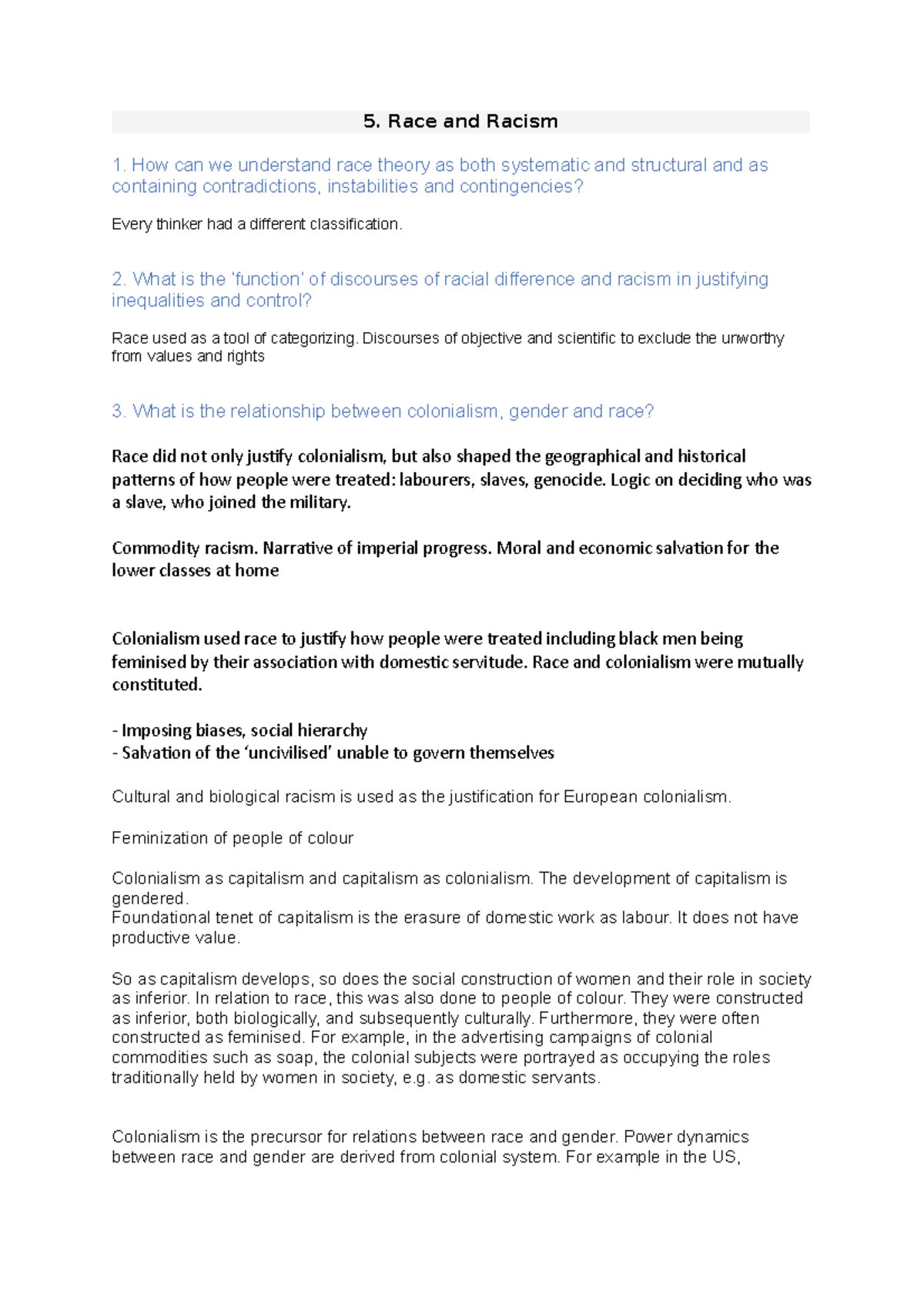 Seminar - 5. Race and Racism 1. How can we understand race theory as ...