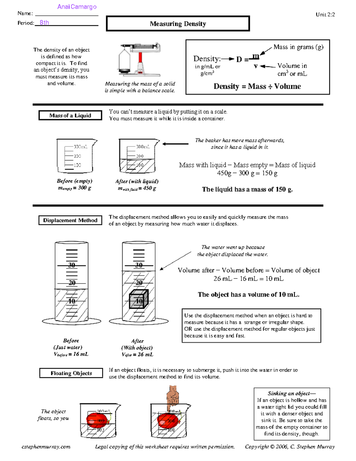 Kami Export - Measuring Density - Name: Unit 2: cstephenmurray Legal ...