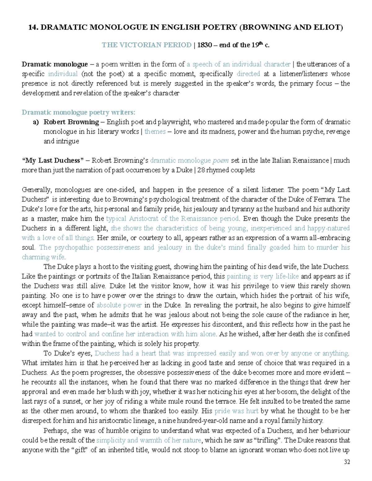 Topic 14 for the BA - DRAMATIC MONOLOGUE IN ENGLISH POETRY (BROWNING ...