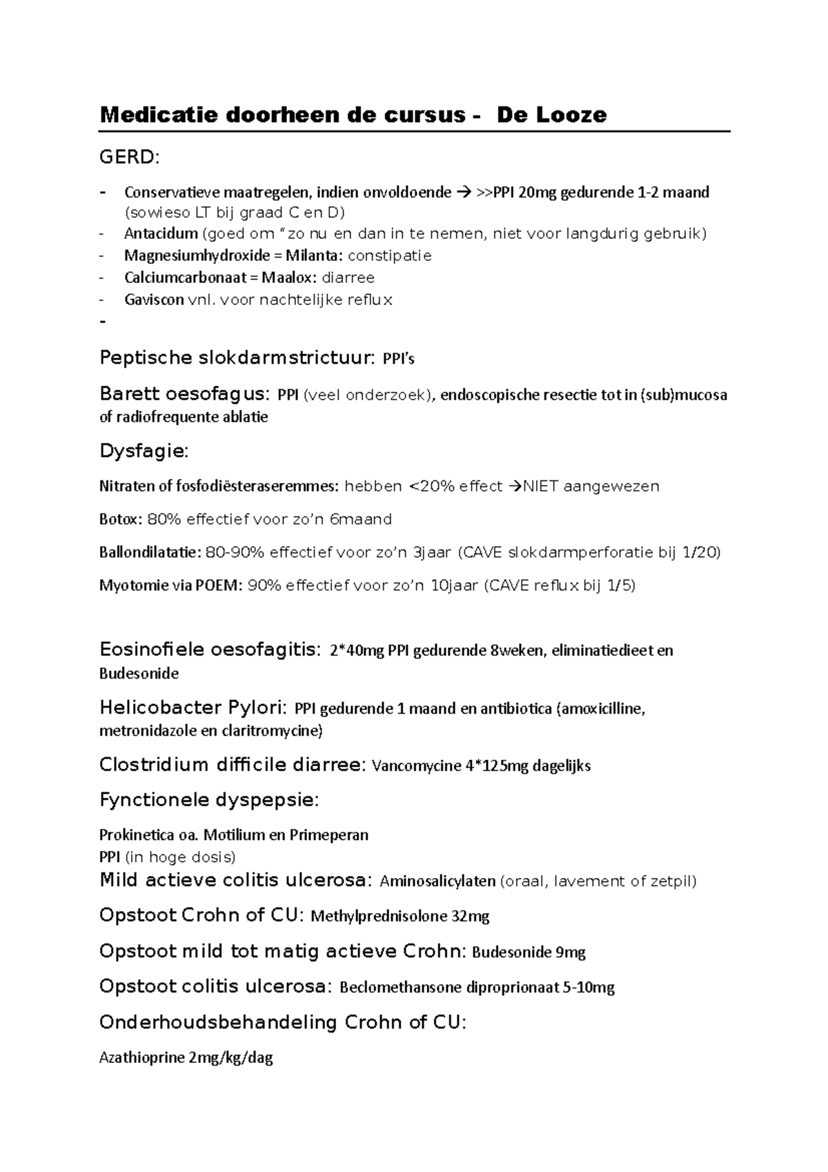 Medicatie De looze - Medicatie doorheen de cursus - De Looze GERD ...