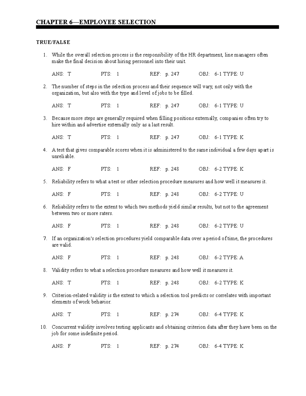 Sample/practice exam 2018, questions and answers - CHAPTER 6—EMPLOYEE ...